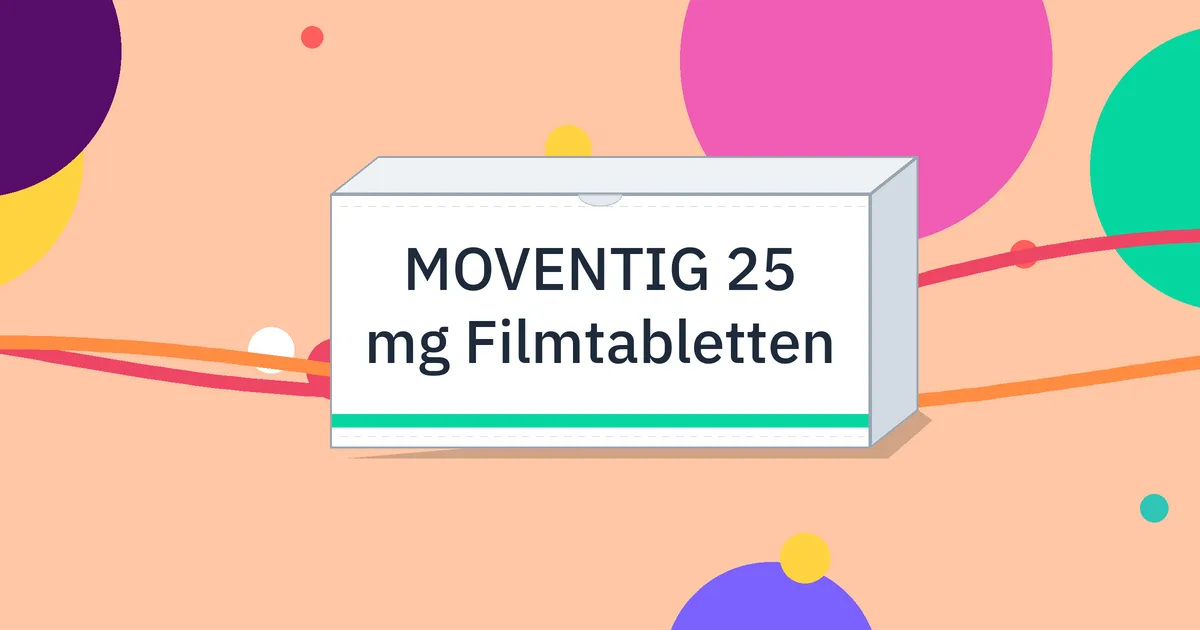 Symbolbild: Packung mit der Aufschrift MOVENTIG 25 mg Filmtabletten (PZN 12144098) – Verfügbarkeit und Bezug in Apotheken in Frankfurt am Main