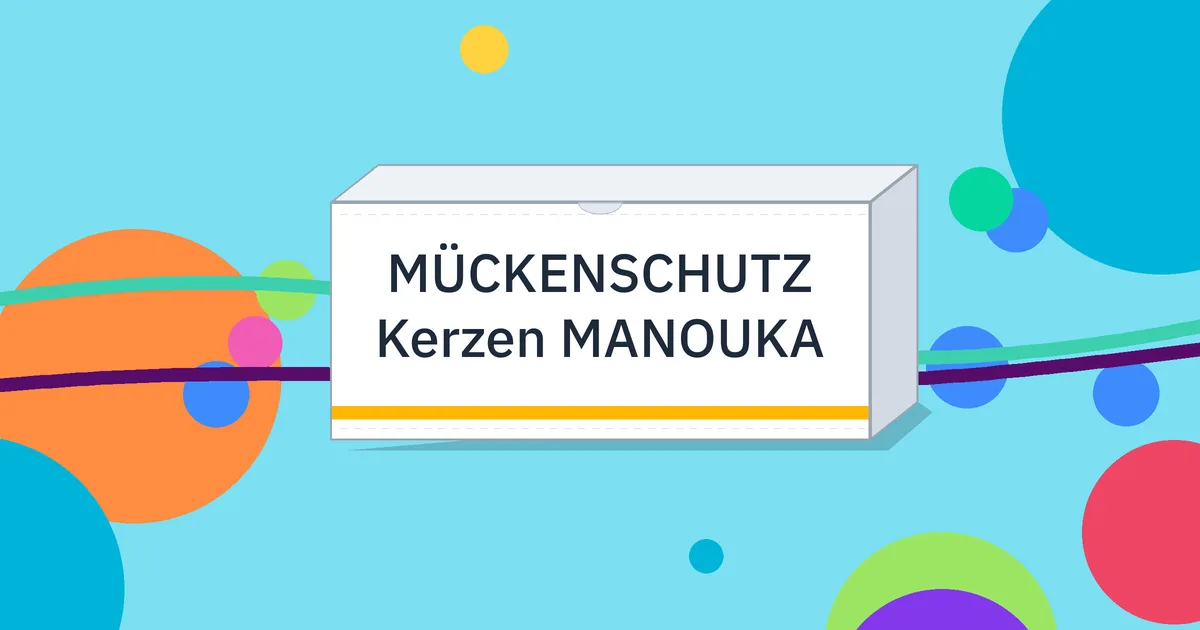 Symbolbild: Packung mit der Aufschrift MÜCKENSCHUTZ Kerzen MANOUKA (PZN 19438489) – Verfügbarkeit und Bezug in Apotheken in Frankfurt am Main