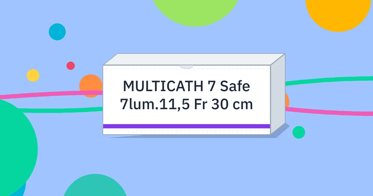 Symbolbild: Packung mit der Aufschrift MULTICATH 7 Safe 7lum.11,5 Fr 30 cm (PZN 04120528) – Verfügbarkeit und Bezug in Apotheken in Frankfurt am Main