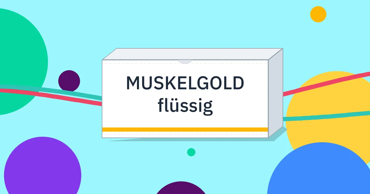 Symbolbild: Packung mit der Aufschrift MUSKELGOLD flüssig (PZN 07131544) – Verfügbarkeit und Bezug in Apotheken in Frankfurt am Main