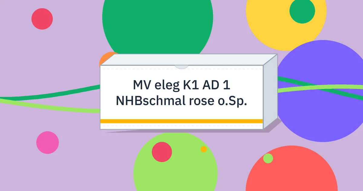 Symbolbild: Packung mit der Aufschrift MV eleg K1 AD 1 NHBschmal rose o.Sp. (PZN 15673259) – Verfügbarkeit und Bezug in Apotheken in Frankfurt am Main