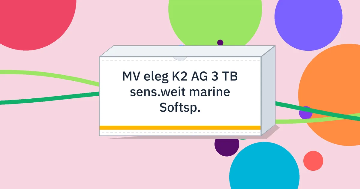 Symbolbild: Packung mit der Aufschrift MV eleg K2 AG 3 TB sens.weit marine Softsp. (PZN 14611718) – Verfügbarkeit und Bezug in Apotheken in Frankfurt am Main