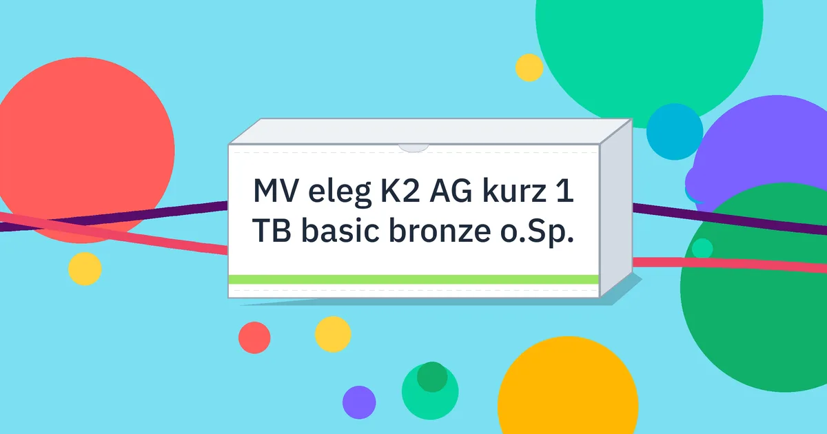 Symbolbild: Packung mit der Aufschrift MV eleg K2 AG kurz 1 TB basic bronze o.Sp. (PZN 14717701) – Verfügbarkeit und Bezug in Apotheken in Frankfurt am Main
