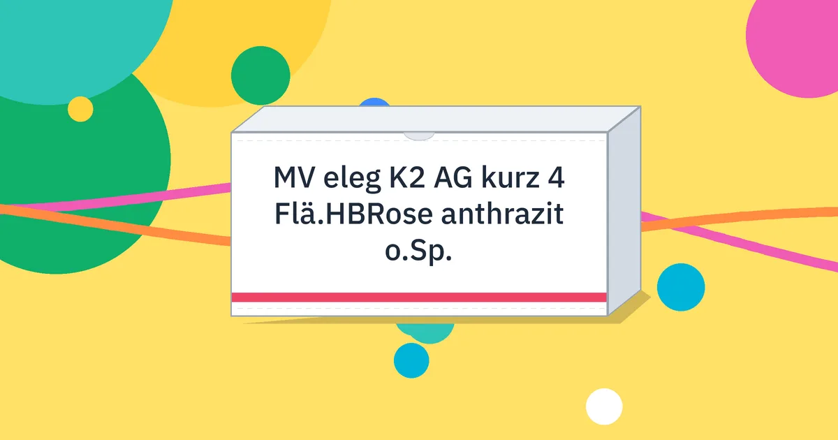 Symbolbild: Packung mit der Aufschrift MV eleg K2 AG kurz 4 Flä.HBRose anthrazit o.Sp. (PZN 15703440) – Verfügbarkeit und Bezug in Apotheken in Frankfurt am Main