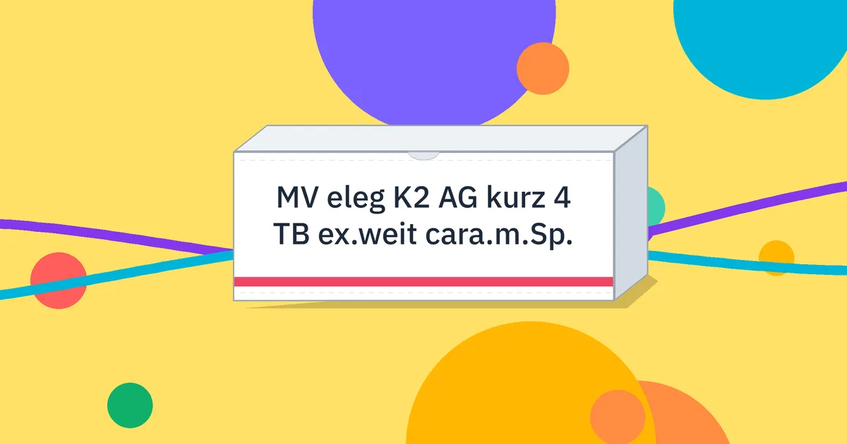 Symbolbild: Packung mit der Aufschrift MV eleg K2 AG kurz 4 TB ex.weit cara.m.Sp. (PZN 09879927) – Verfügbarkeit und Bezug in Apotheken in Frankfurt am Main