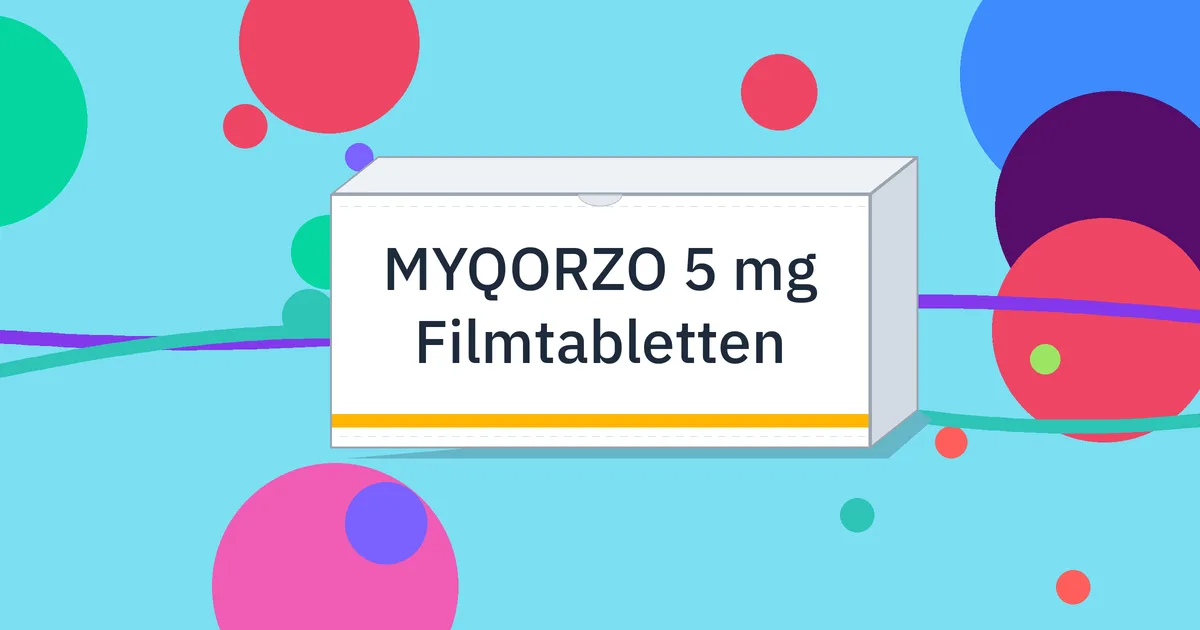 Symbolbild: Packung mit der Aufschrift MYQORZO 5 mg Filmtabletten (PZN 20231397) – Verfügbarkeit und Bezug in Apotheken in Frankfurt am Main