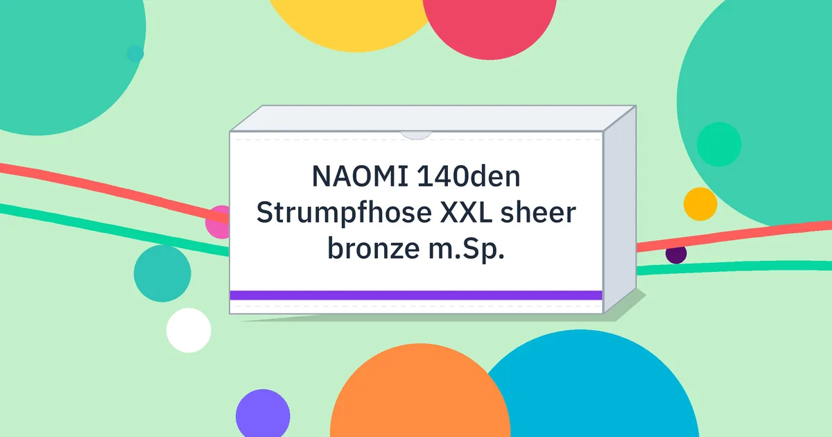 Symbolbild: Packung mit der Aufschrift NAOMI 140den Strumpfhose XXL sheer bronze m.Sp. (PZN 16178102) – Verfügbarkeit und Bezug in Apotheken in Frankfurt am Main