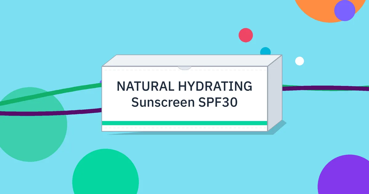 Symbolbild: Packung mit der Aufschrift NATURAL HYDRATING Sunscreen SPF30 (PZN 17886947) – Verfügbarkeit und Bezug in Apotheken in Frankfurt am Main