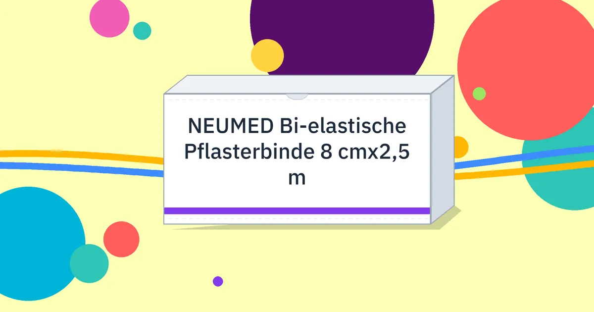 Symbolbild: Packung mit der Aufschrift NEUMED Bi-elastische Pflasterbinde 8 cmx2,5 m (PZN 12496816) – Verfügbarkeit und Bezug in Apotheken in Frankfurt am Main