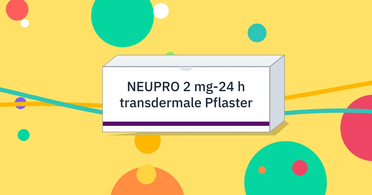Symbolbild: Packung mit der Aufschrift NEUPRO 2 mg-24 h transdermale Pflaster (PZN 04418825) – Verfügbarkeit und Bezug in Apotheken in Frankfurt am Main