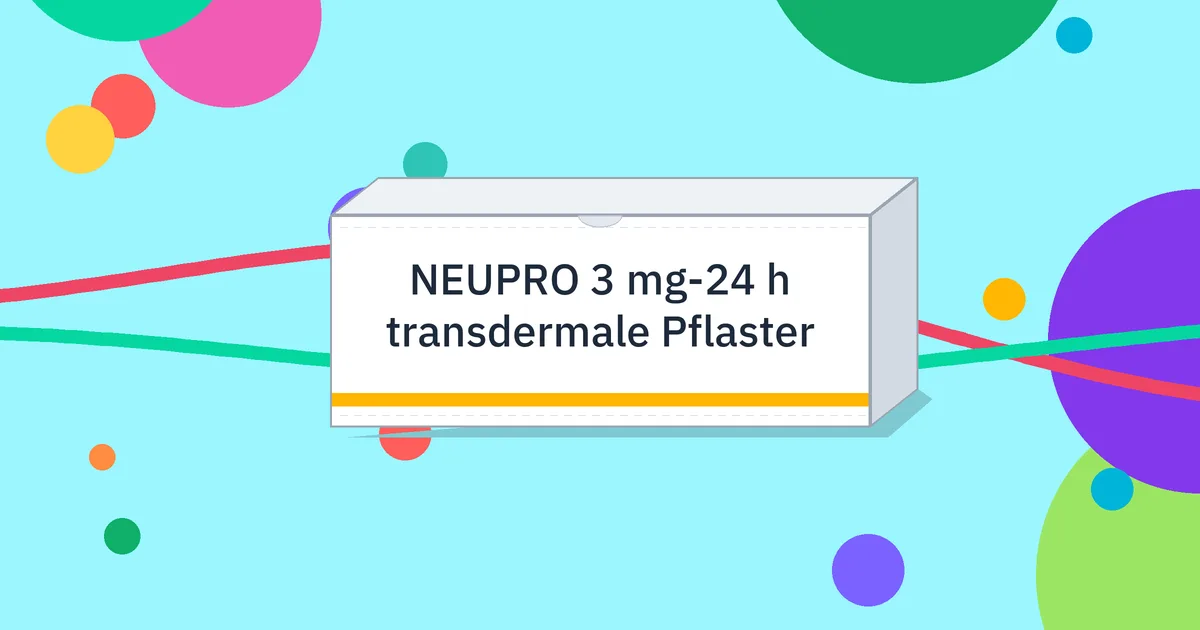 Symbolbild: Packung mit der Aufschrift NEUPRO 3 mg-24 h transdermale Pflaster (PZN 10249887) – Verfügbarkeit und Bezug in Apotheken in Frankfurt am Main