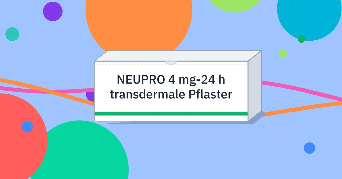 Symbolbild: Packung mit der Aufschrift NEUPRO 4 mg-24 h transdermale Pflaster (PZN 13904677) – Verfügbarkeit und Bezug in Apotheken in Frankfurt am Main