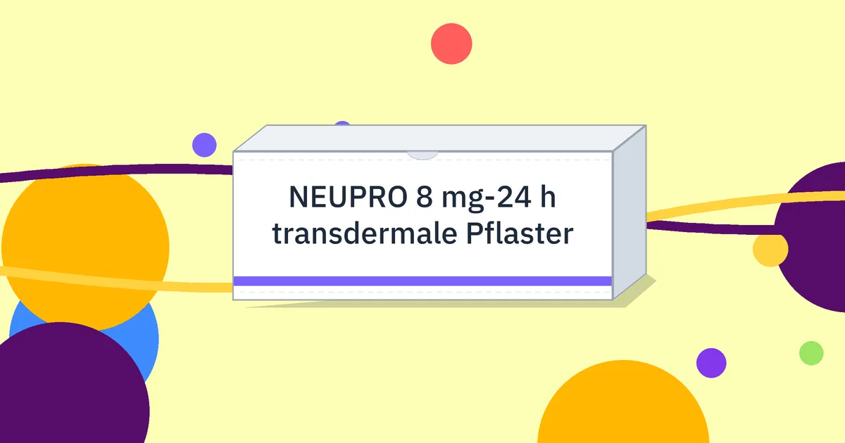 Symbolbild: Packung mit der Aufschrift NEUPRO 8 mg-24 h transdermale Pflaster (PZN 13904826) – Verfügbarkeit und Bezug in Apotheken in Frankfurt am Main