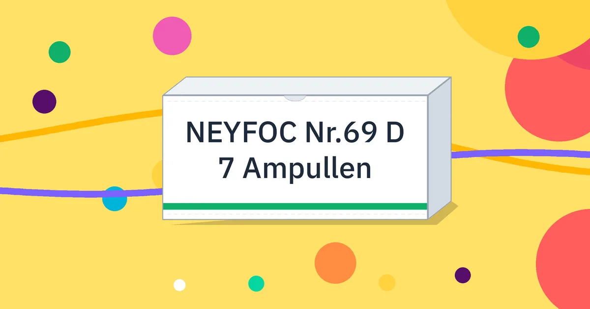Symbolbild: Packung mit der Aufschrift NEYFOC Nr.69 D 7 Ampullen (PZN 06487316) – Verfügbarkeit und Bezug in Apotheken in Frankfurt am Main
