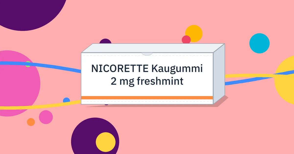 Symbolbild: Packung mit der Aufschrift NICORETTE Kaugummi 2 mg freshmint (PZN 03827303) – Verfügbarkeit und Bezug in Apotheken in Frankfurt am Main