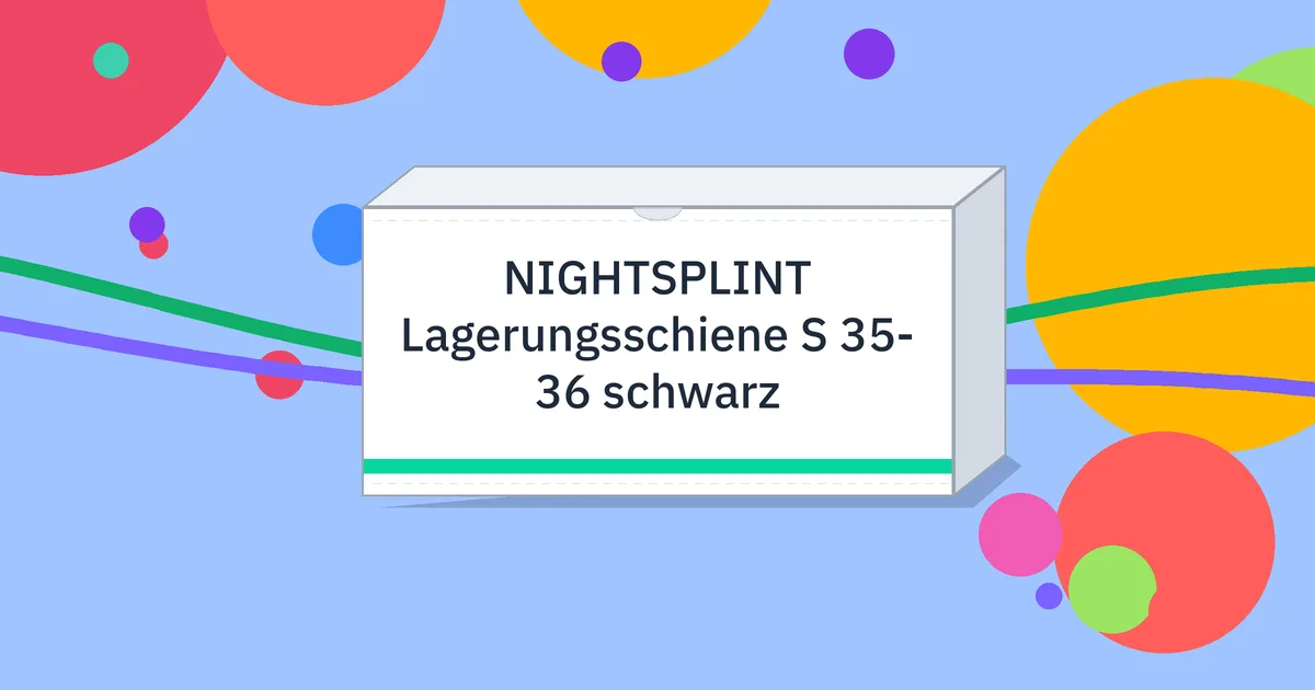 Symbolbild: Packung mit der Aufschrift NIGHTSPLINT Lagerungsschiene S 35-36 schwarz (PZN 16630708) – Verfügbarkeit und Bezug in Apotheken in Frankfurt am Main