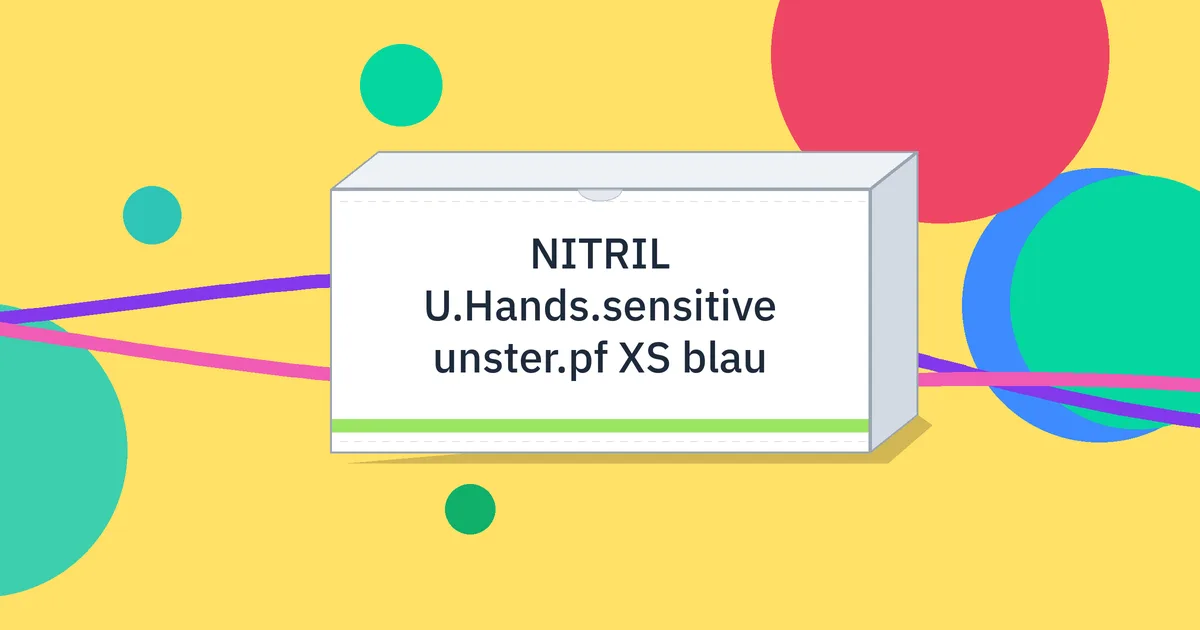 Symbolbild: Packung mit der Aufschrift NITRIL U.Hands.sensitive unster.pf XS blau (PZN 11296707) – Verfügbarkeit und Bezug in Apotheken in Frankfurt am Main