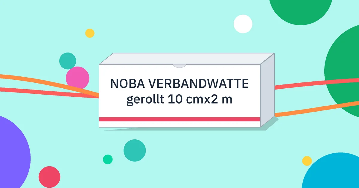 Symbolbild: Packung mit der Aufschrift NOBA VERBANDWATTE gerollt 10 cmx2 m (PZN 05508281) – Verfügbarkeit und Bezug in Apotheken in Frankfurt am Main
