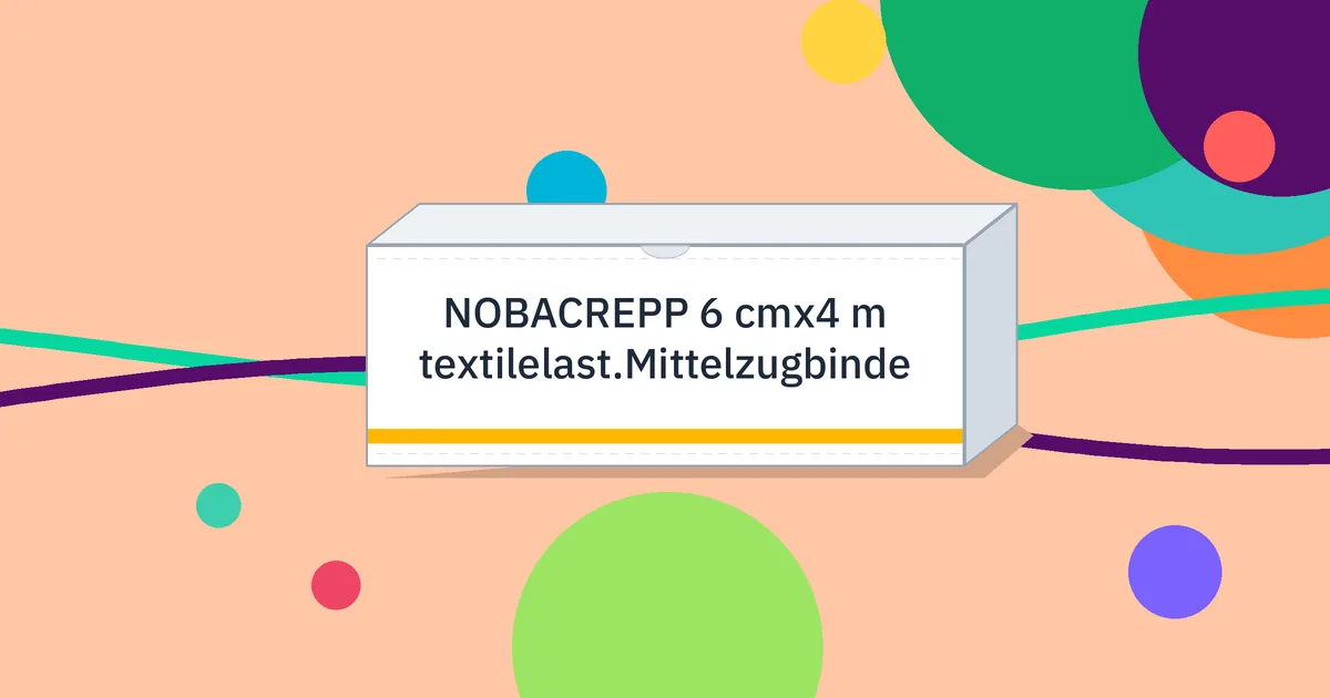 Symbolbild: Packung mit der Aufschrift NOBACREPP 6 cmx4 m textilelast.Mittelzugbinde (PZN 01415430) – Verfügbarkeit und Bezug in Apotheken in Frankfurt am Main