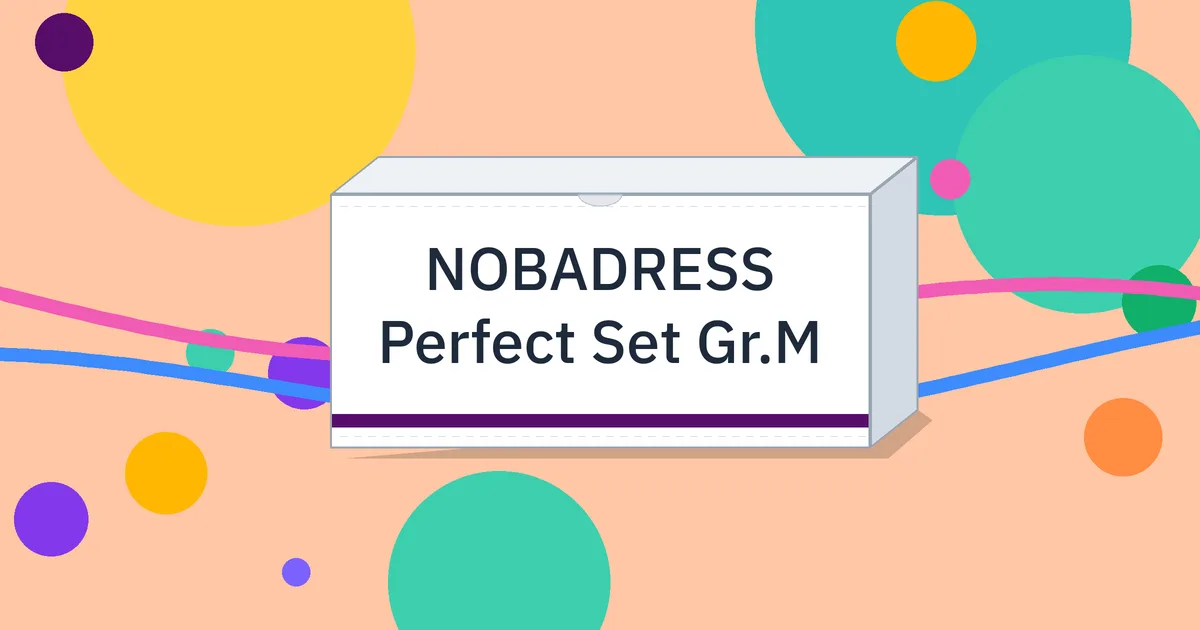 Symbolbild: Packung mit der Aufschrift NOBADRESS Perfect Set Gr.M (PZN 01127346) – Verfügbarkeit und Bezug in Apotheken in Frankfurt am Main