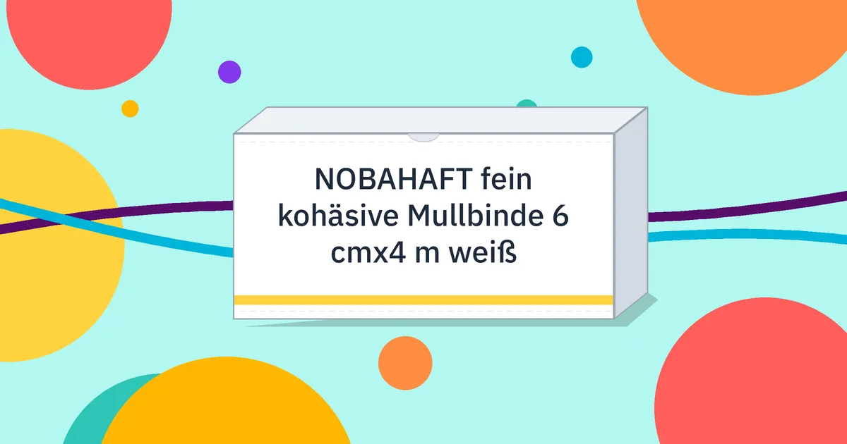 Symbolbild: Packung mit der Aufschrift NOBAHAFT fein kohäsive Mullbinde 6 cmx4 m weiß (PZN 16028621) – Verfügbarkeit und Bezug in Apotheken in Frankfurt am Main