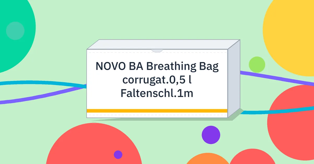 Symbolbild: Packung mit der Aufschrift NOVO BA Breathing Bag corrugat.0,5 l Faltenschl.1m (PZN 18491062) – Verfügbarkeit und Bezug in Apotheken in Frankfurt am Main