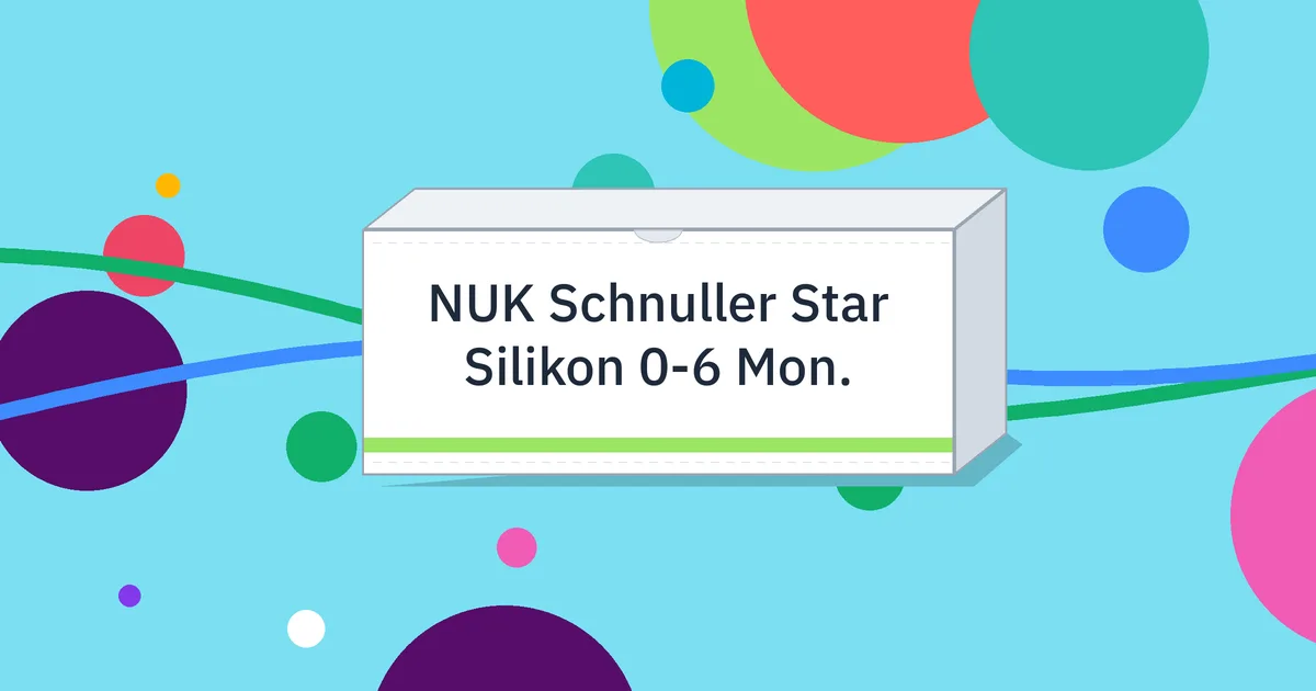 Symbolbild: Packung mit der Aufschrift NUK Schnuller Star Silikon 0-6 Mon. (PZN 17548937) – Verfügbarkeit und Bezug in Apotheken in Frankfurt am Main