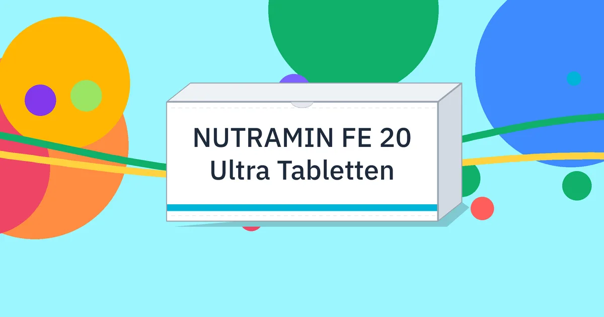 Symbolbild: Packung mit der Aufschrift NUTRAMIN FE 20 Ultra Tabletten (PZN 19215619) – Verfügbarkeit und Bezug in Apotheken in Frankfurt am Main