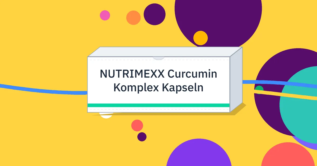 Symbolbild: Packung mit der Aufschrift NUTRIMEXX Curcumin Komplex Kapseln (PZN 20364307) – Verfügbarkeit und Bezug in Apotheken in Frankfurt am Main