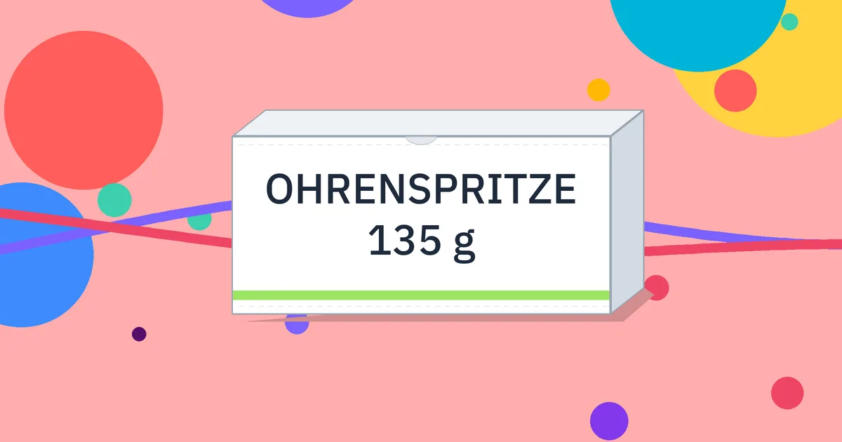 Symbolbild: Packung mit der Aufschrift OHRENSPRITZE 135 g (PZN 08585388) – Verfügbarkeit und Bezug in Apotheken in Frankfurt am Main
