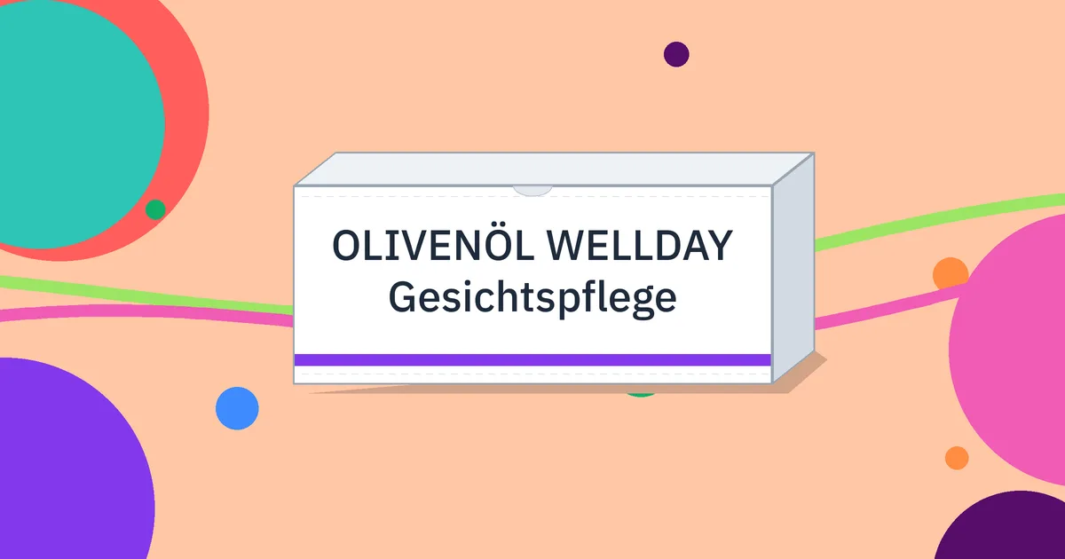Symbolbild: Packung mit der Aufschrift OLIVENÖL WELLDAY Gesichtspflege (PZN 02918914) – Verfügbarkeit und Bezug in Apotheken in Frankfurt am Main