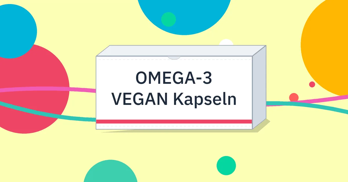 Symbolbild: Packung mit der Aufschrift OMEGA-3 VEGAN Kapseln (PZN 18771318) – Verfügbarkeit und Bezug in Apotheken in Frankfurt am Main