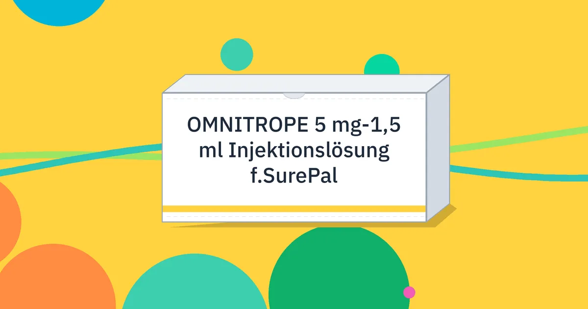 Symbolbild: Packung mit der Aufschrift OMNITROPE 5 mg-1,5 ml Injektionslösung f.SurePal (PZN 10073394) – Verfügbarkeit und Bezug in Apotheken in Frankfurt am Main