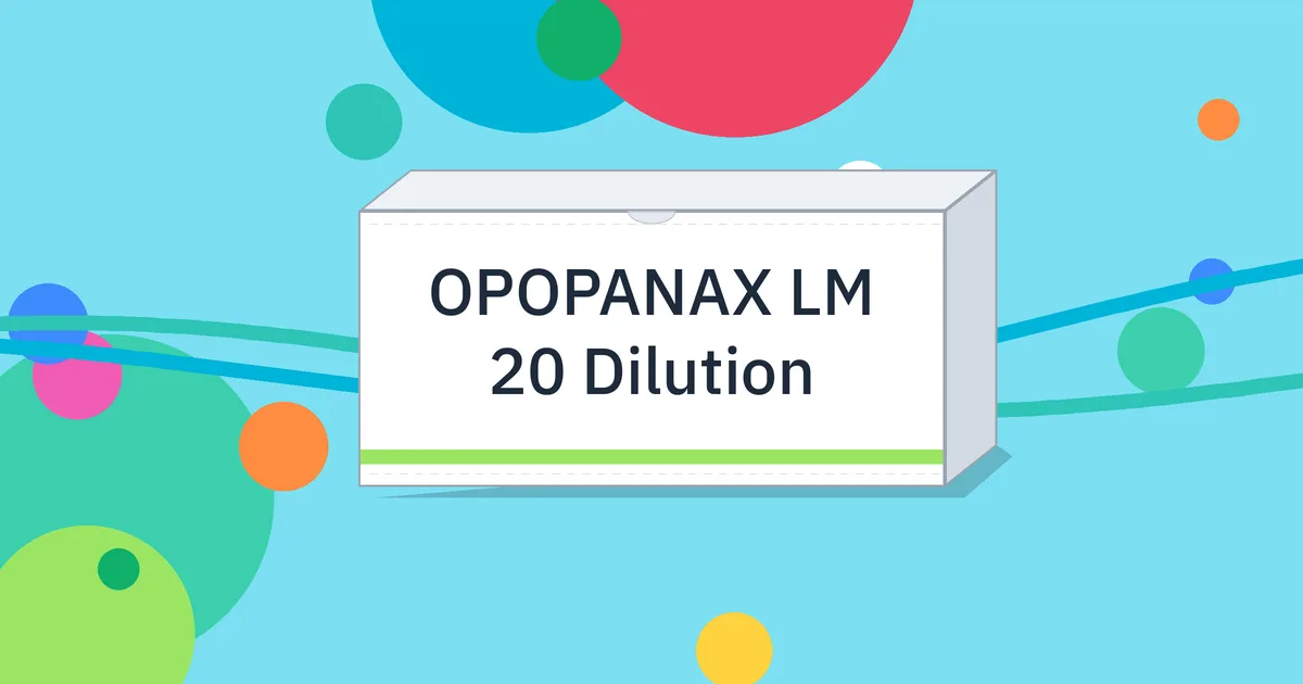 Symbolbild: Packung mit der Aufschrift OPOPANAX LM 20 Dilution (PZN 13627172) – Verfügbarkeit und Bezug in Apotheken in Frankfurt am Main