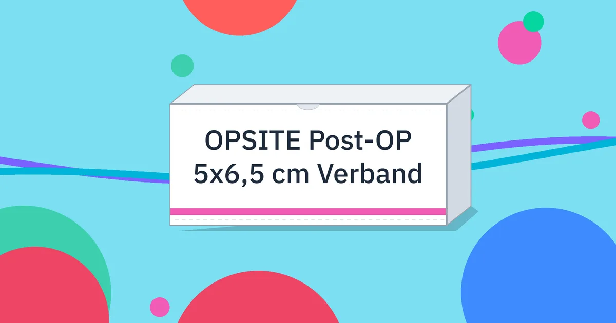 Symbolbild: Packung mit der Aufschrift OPSITE Post-OP 5x6,5 cm Verband (PZN 04110412) – Verfügbarkeit und Bezug in Apotheken in Frankfurt am Main