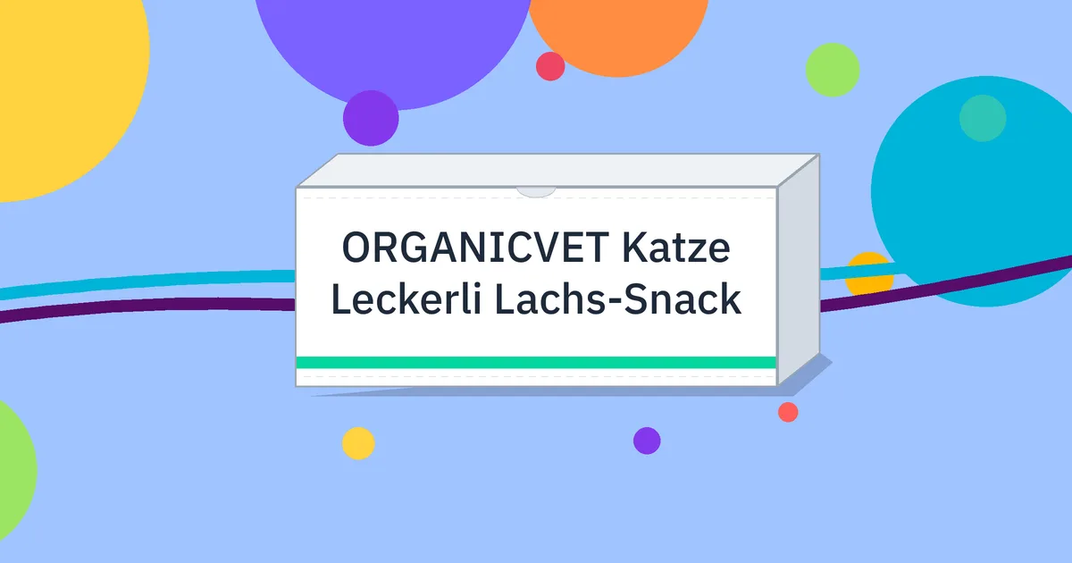 Symbolbild: Packung mit der Aufschrift ORGANICVET Katze Leckerli Lachs-Snack (PZN 10394299) – Verfügbarkeit und Bezug in Apotheken in Frankfurt am Main
