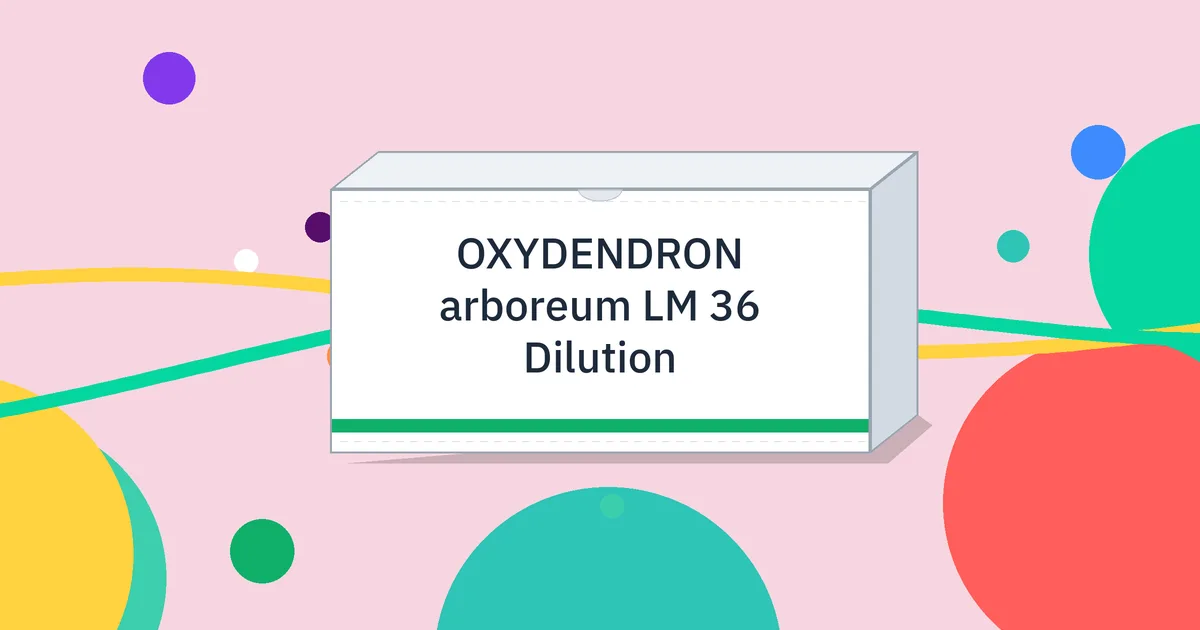 Symbolbild: Packung mit der Aufschrift OXYDENDRON arboreum LM 36 Dilution (PZN 13629627) – Verfügbarkeit und Bezug in Apotheken in Frankfurt am Main