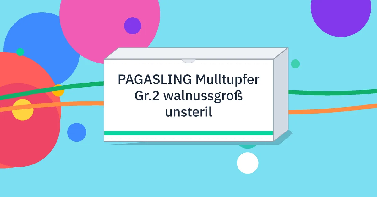 Symbolbild: Packung mit der Aufschrift PAGASLING Mulltupfer Gr.2 walnussgroß unsteril (PZN 19856318) – Verfügbarkeit und Bezug in Apotheken in Frankfurt am Main