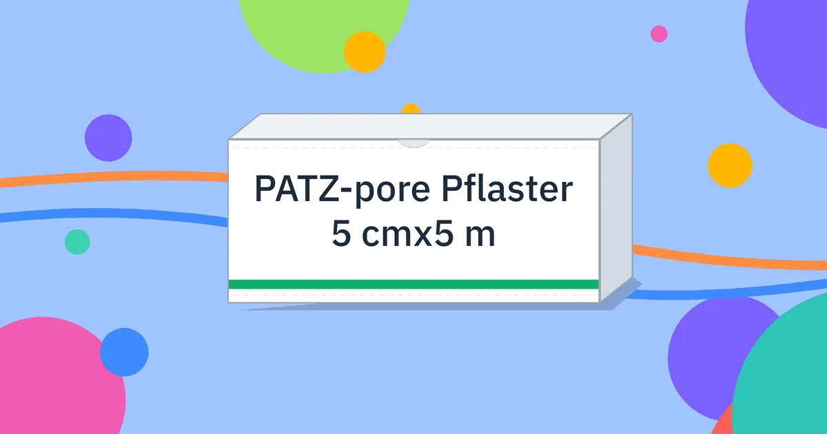 Symbolbild: Packung mit der Aufschrift PATZ-pore Pflaster 5 cmx5 m (PZN 06813342) – Verfügbarkeit und Bezug in Apotheken in Frankfurt am Main