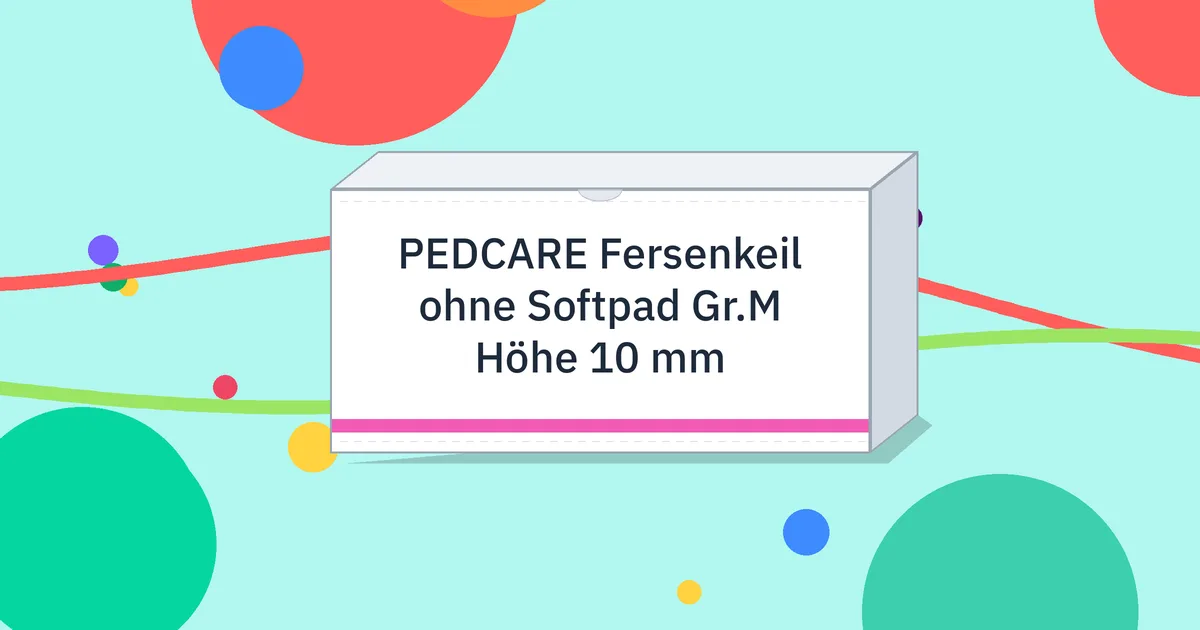 Symbolbild: Packung mit der Aufschrift PEDCARE Fersenkeil ohne Softpad Gr.M Höhe 10 mm (PZN 13964076) – Verfügbarkeit und Bezug in Apotheken in Frankfurt am Main