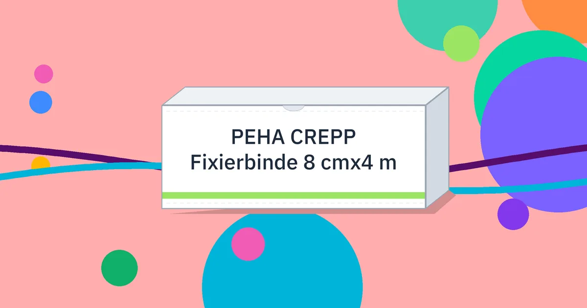 Symbolbild: Packung mit der Aufschrift PEHA CREPP Fixierbinde 8 cmx4 m (PZN 03664611) – Verfügbarkeit und Bezug in Apotheken in Frankfurt am Main