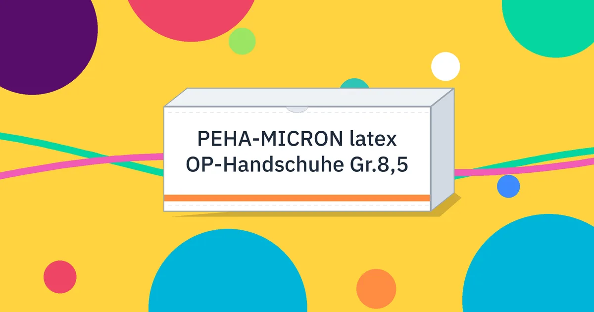 Symbolbild: Packung mit der Aufschrift PEHA-MICRON latex OP-Handschuhe Gr.8,5 (PZN 10387141) – Verfügbarkeit und Bezug in Apotheken in Frankfurt am Main