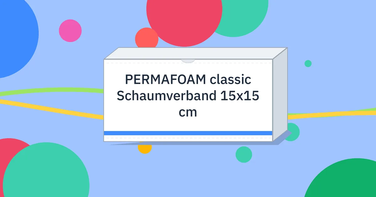 Symbolbild: Packung mit der Aufschrift PERMAFOAM classic Schaumverband 15x15 cm (PZN 16728873) – Verfügbarkeit und Bezug in Apotheken in Frankfurt am Main