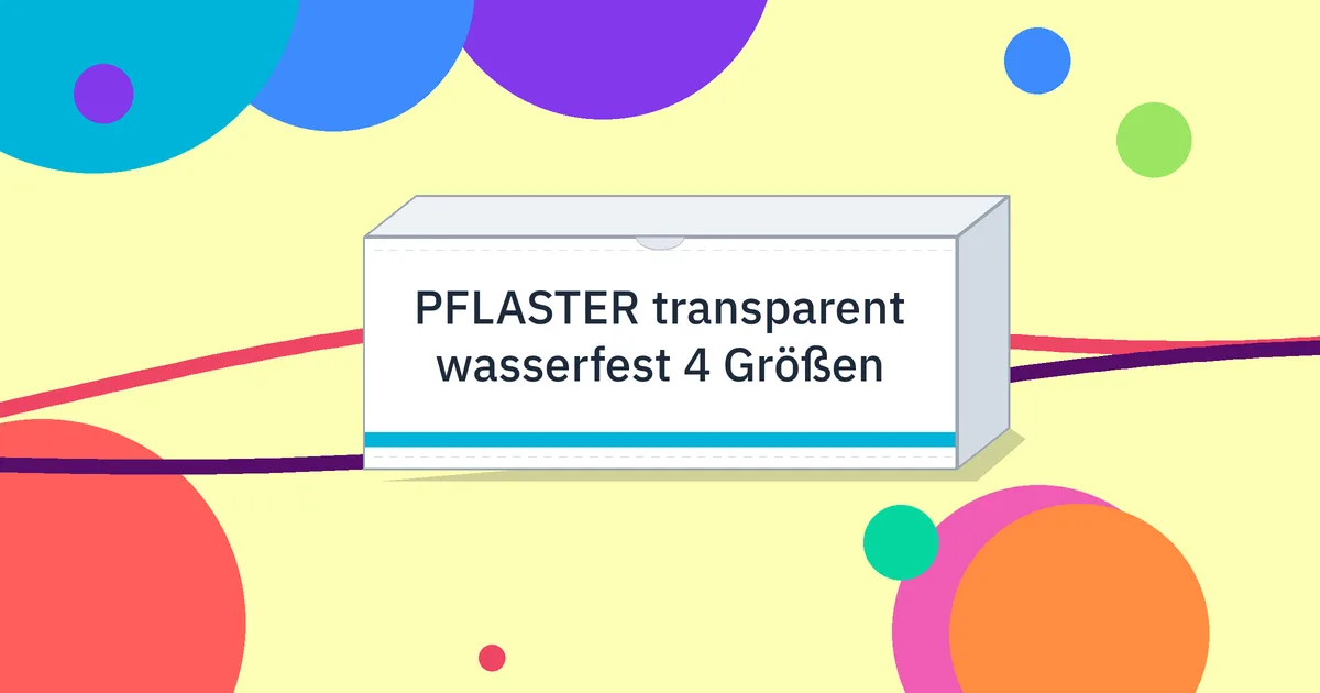 Symbolbild: Packung mit der Aufschrift PFLASTER transparent wasserfest 4 Größen (PZN 09750547) – Verfügbarkeit und Bezug in Apotheken in Frankfurt am Main