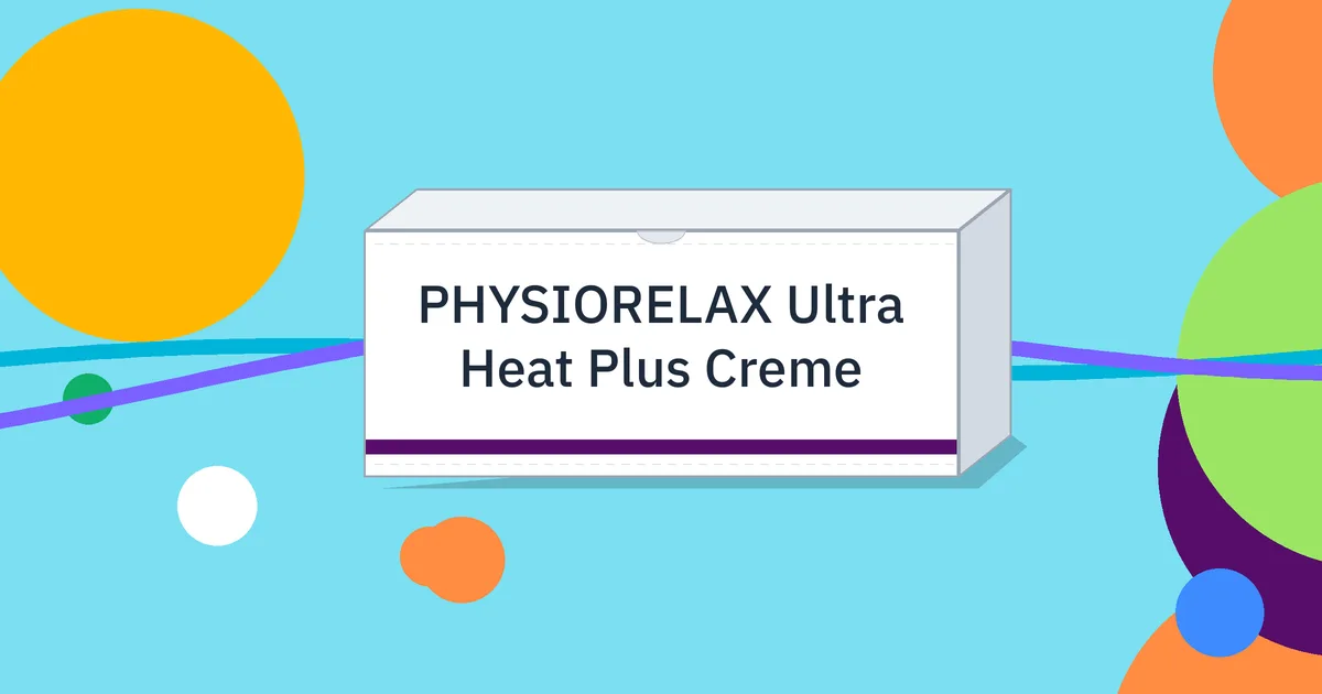 Symbolbild: Packung mit der Aufschrift PHYSIORELAX Ultra Heat Plus Creme (PZN 19183641) – Verfügbarkeit und Bezug in Apotheken in Frankfurt am Main