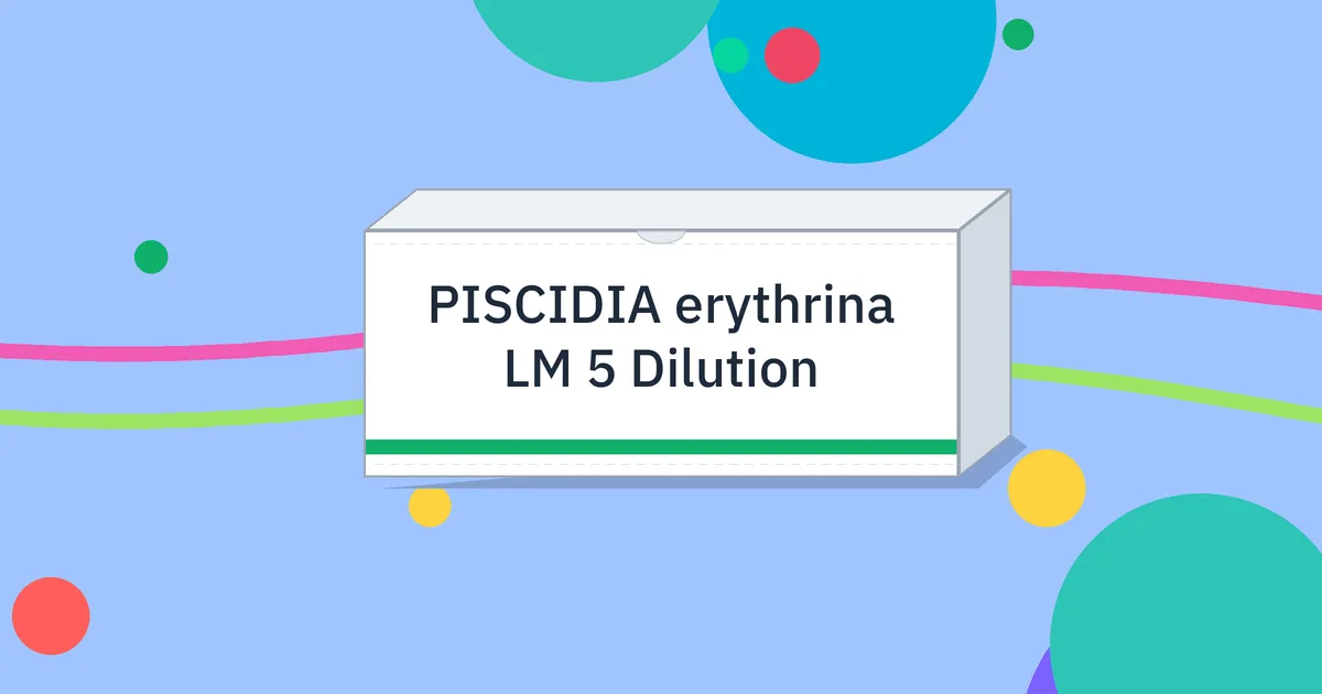 Symbolbild: Packung mit der Aufschrift PISCIDIA erythrina LM 5 Dilution (PZN 13645684) – Verfügbarkeit und Bezug in Apotheken in Frankfurt am Main