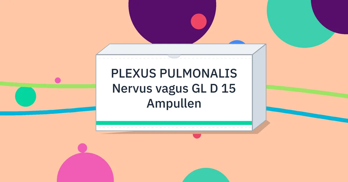 Symbolbild: Packung mit der Aufschrift PLEXUS PULMONALIS Nervus vagus GL D 15 Ampullen (PZN 02952414) – Verfügbarkeit und Bezug in Apotheken in Frankfurt am Main