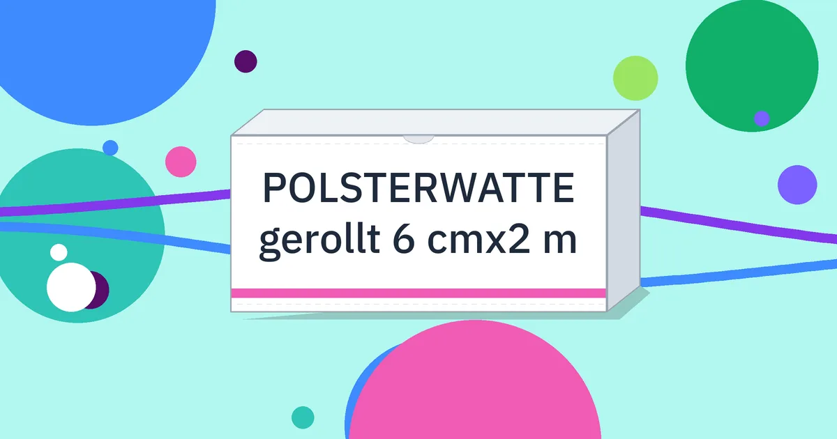 Symbolbild: Packung mit der Aufschrift POLSTERWATTE gerollt 6 cmx2 m (PZN 01985682) – Verfügbarkeit und Bezug in Apotheken in Frankfurt am Main