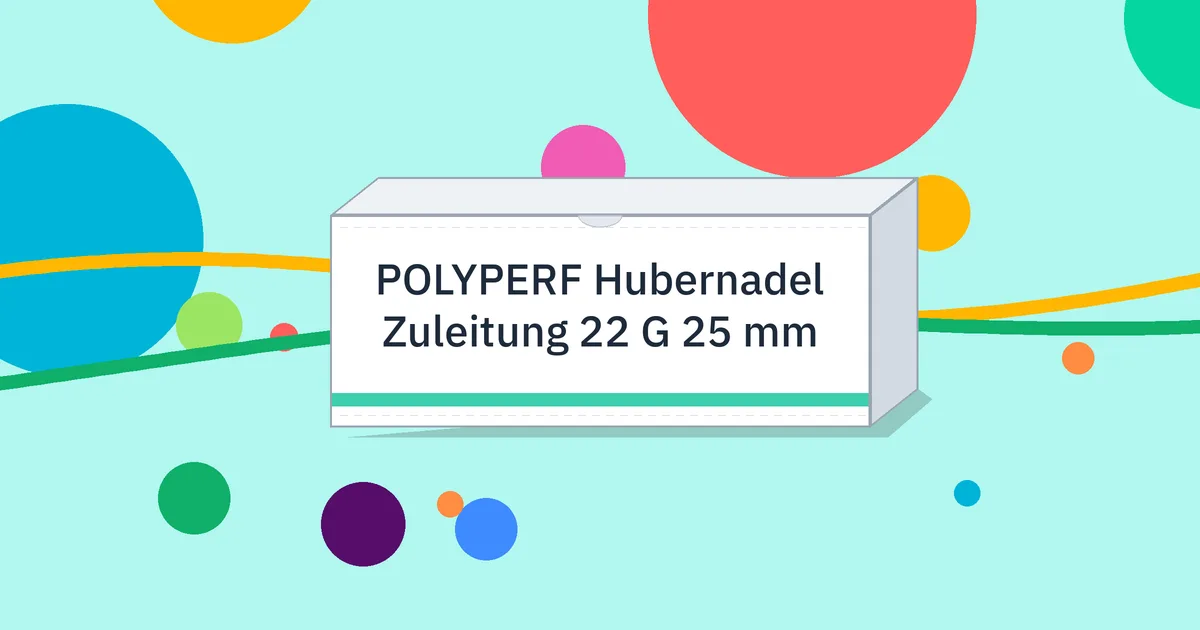 Symbolbild: Packung mit der Aufschrift POLYPERF Hubernadel Zuleitung 22 G 25 mm (PZN 14322374) – Verfügbarkeit und Bezug in Apotheken in Frankfurt am Main