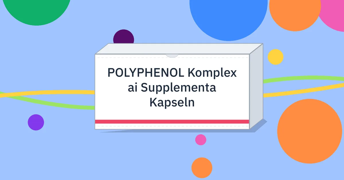 Symbolbild: Packung mit der Aufschrift POLYPHENOL Komplex ai Supplementa Kapseln (PZN 14370232) – Verfügbarkeit und Bezug in Apotheken in Frankfurt am Main
